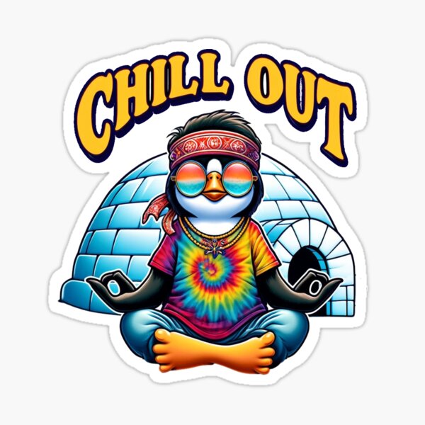 "Zen Penguin - Peace and Love Vibes" Sticker for Sale by ReThinkit ...
