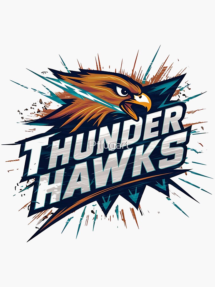 "Thunder Hawks, freely invented sports team" Sticker by Pflugart ...
