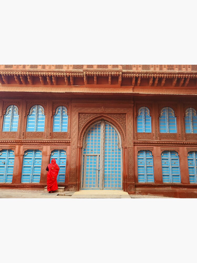 "Indian woman in red saree on streets of rajasthan " Sticker for Sale ...