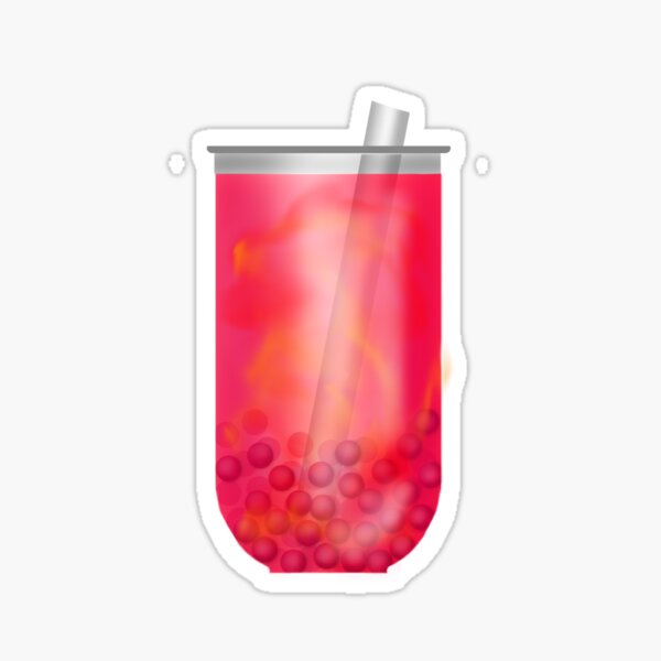 "Raspberry popping boba tea" Sticker for Sale by Sulevia | Redbubble