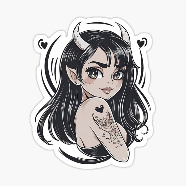 "Cute Anime Demon Girl" Sticker for Sale by zaqare | Redbubble