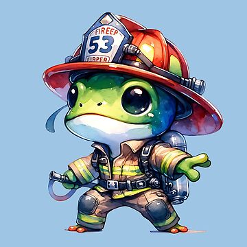 "Brave Firefighter Frog Illustration" Sticker for Sale by Kwanbaba21 ...