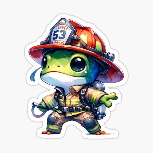 "Brave Firefighter Frog Illustration" Sticker for Sale by Kwanbaba21 ...