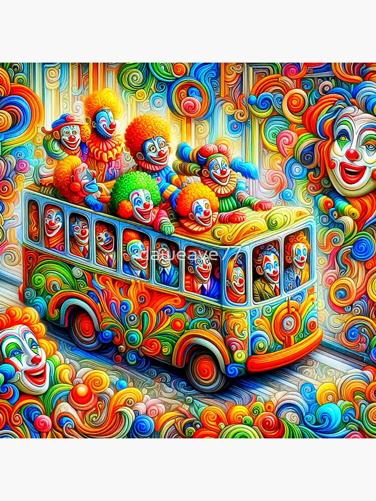 "Fun in the Clown Bus" Sticker for Sale by daweave77 | Redbubble