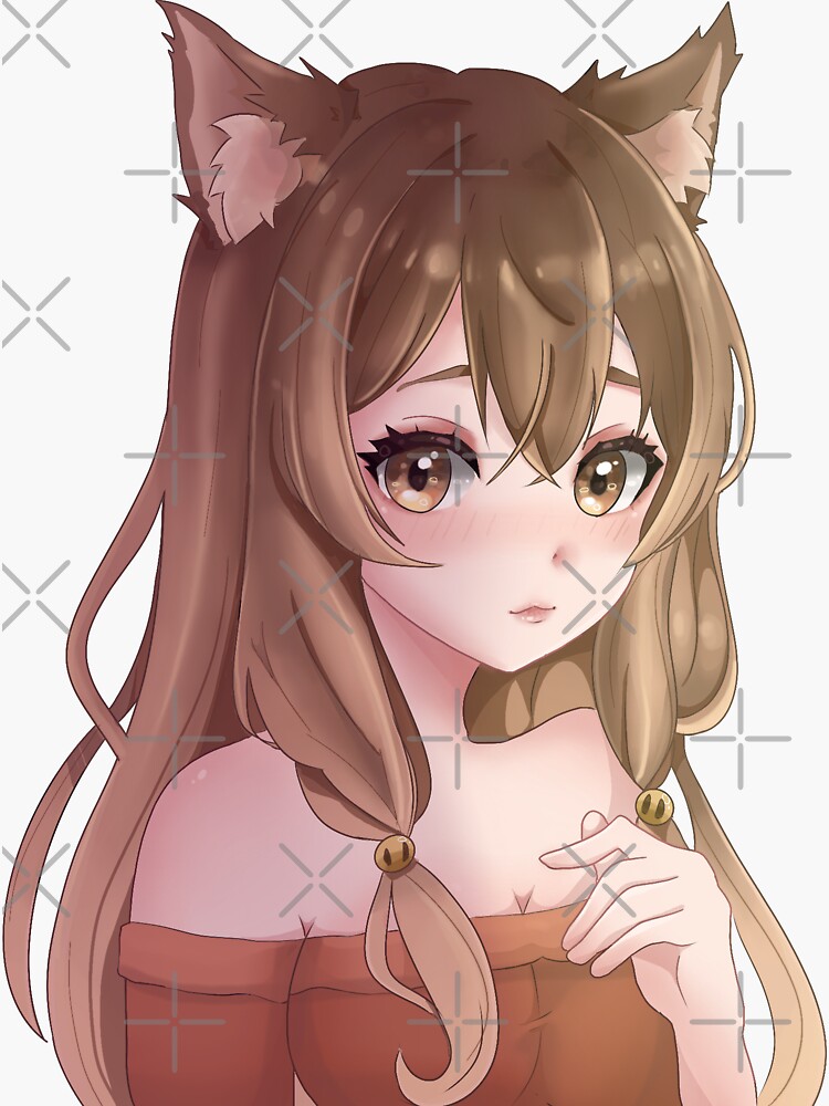 "Cute anime cat girl" Sticker for Sale by MushyArtist | Redbubble