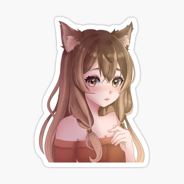 "Cute anime cat girl" Sticker for Sale by MushyArtist | Redbubble