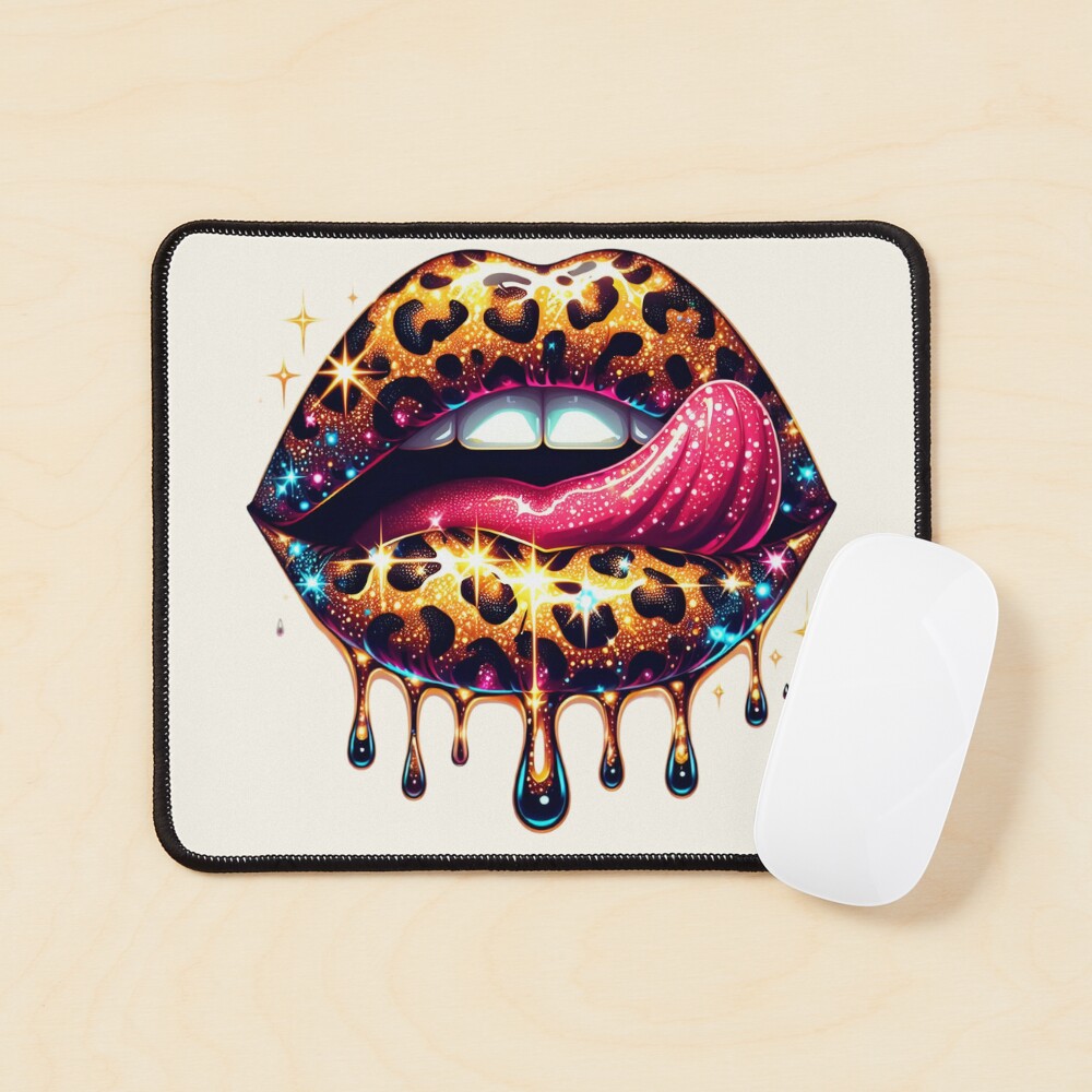 "Dripping lips, gold leopard" Sticker for Sale by Margival | Redbubble