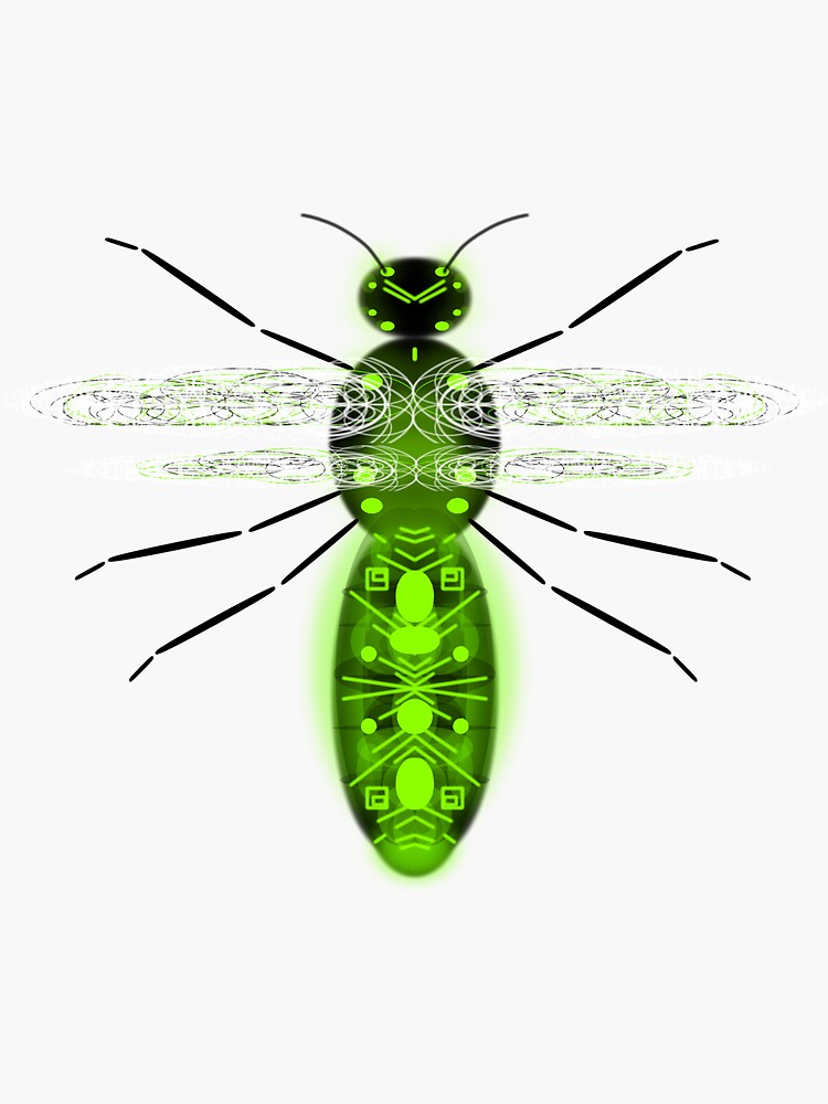 "Robot bug - green glowing sci-fi hitech android" Sticker for Sale by M ...