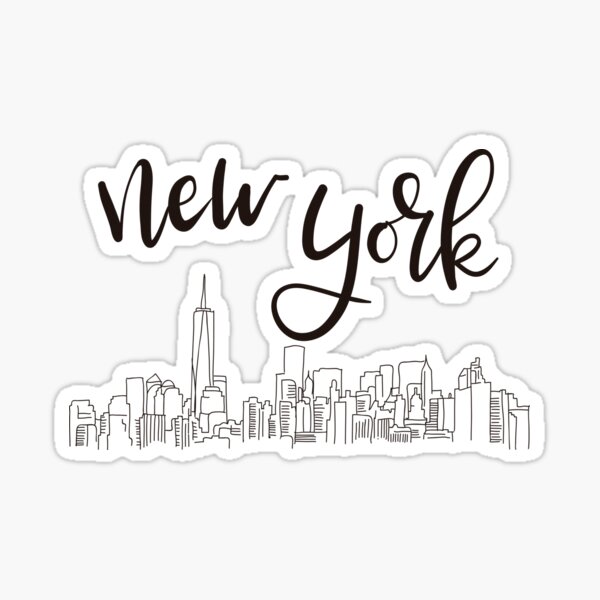 "New York City - Manhattan Skyscraper Calligraphy Skyline" Sticker for ...
