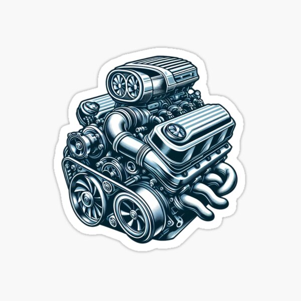 "V8 Engine" Sticker for Sale by VintageCarsShop | Redbubble