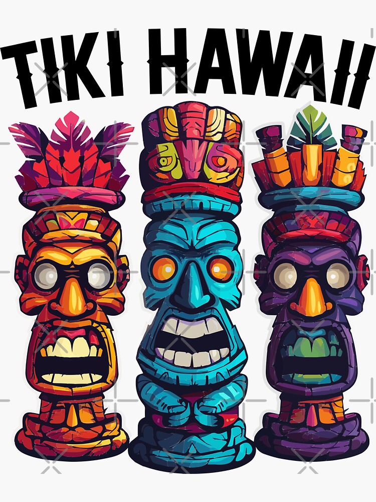 "Three Tiki Statues - Tiki Hawaii" Sticker for Sale by VelvetRoom ...