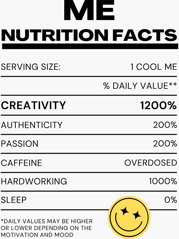 " Nutrition Facts Funny Meme" Sticker for Sale by socialarmour | Redbubble