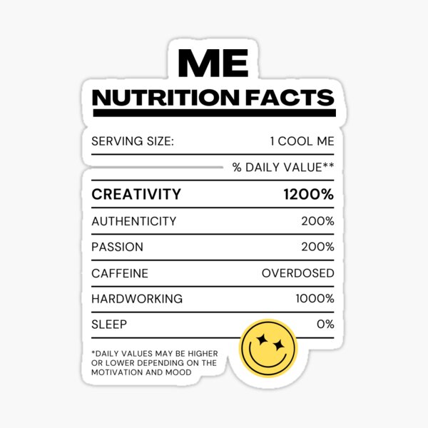 " Nutrition Facts Funny Meme" Sticker for Sale by socialarmour | Redbubble