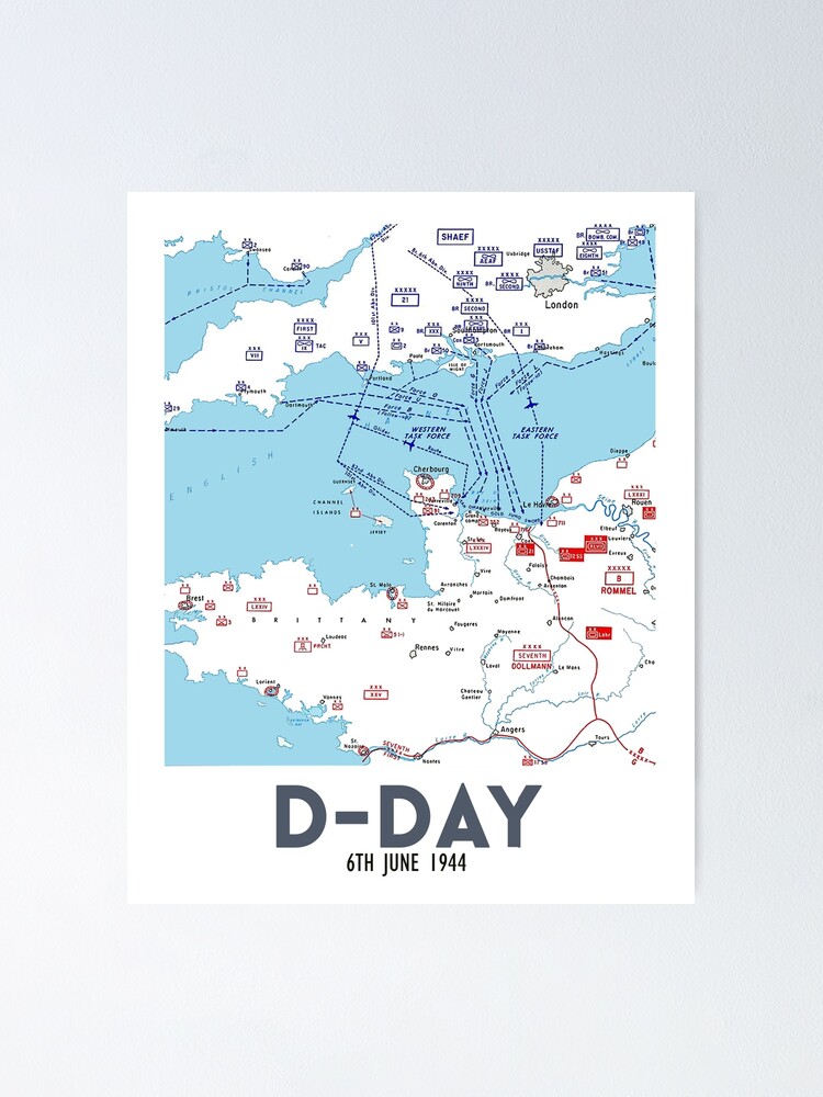 "D-Day 6th June 1944 - Map of Allied Invasion Force." Poster for Sale ...