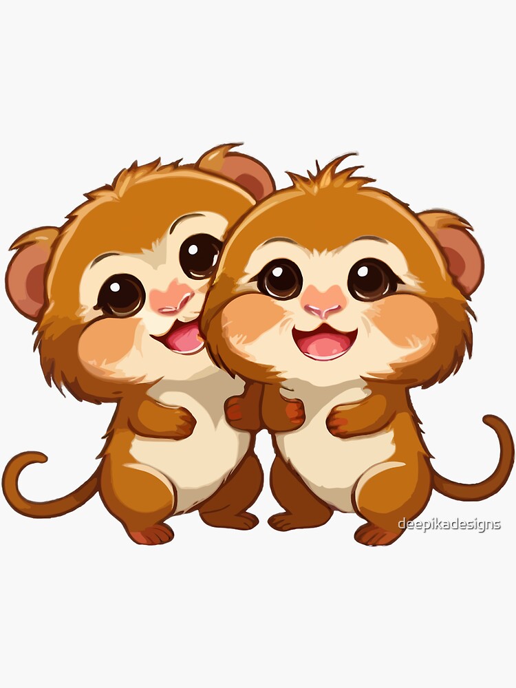 "Cute Pygmy Monkeys" Sticker for Sale by deepikadesigns | Redbubble