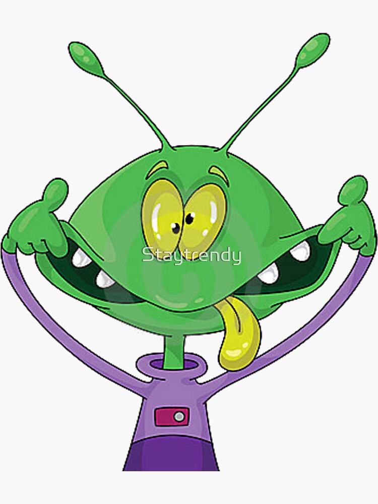 "Funny Smiling Alien Making Faces" Sticker for Sale by Staytrendy ...