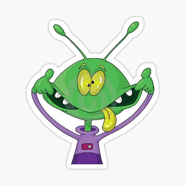 "Funny Smiling Alien Making Faces" Sticker for Sale by Staytrendy ...