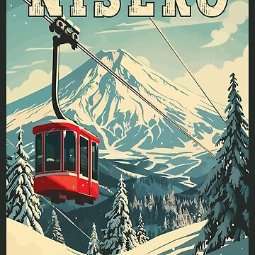 "Discover Winter Wonderland in Niseko Japan Vintage Travel Art" Sticker ...