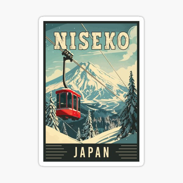 "Discover Winter Wonderland in Niseko Japan Vintage Travel Art" Sticker ...