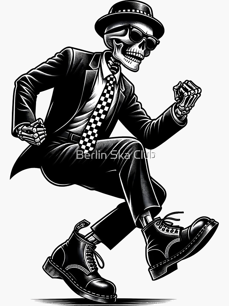"Skeleton dancing Ska" Sticker for Sale by Berlin Ska Club | Redbubble