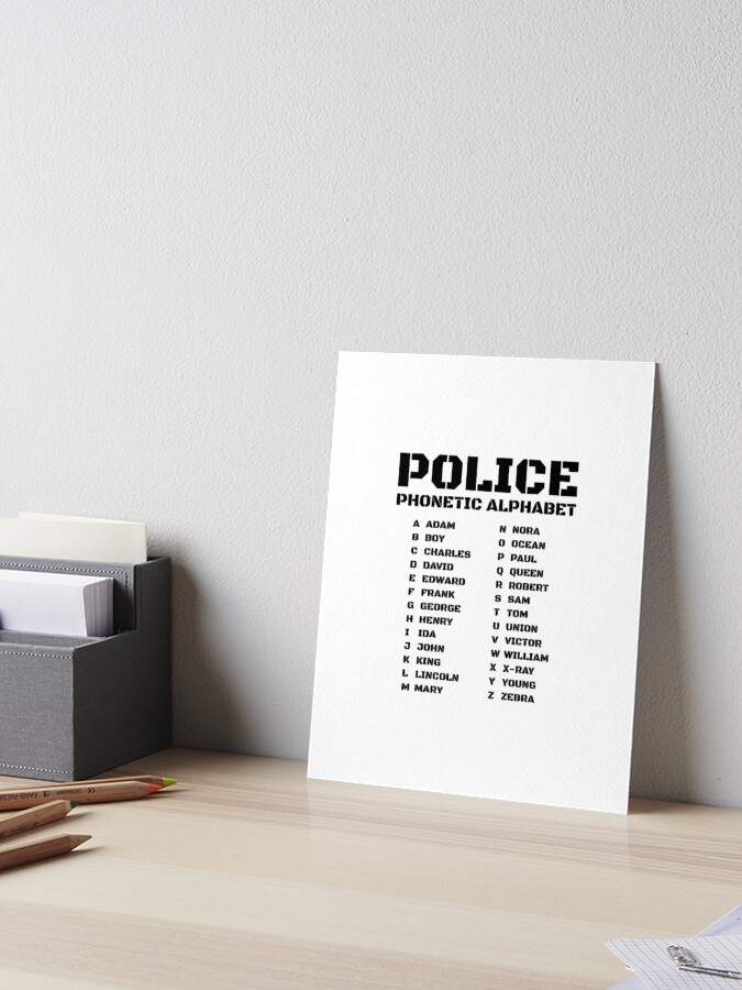"Police Phonetic Alphabet Code" Art Board Print for Sale by AnnSign ...