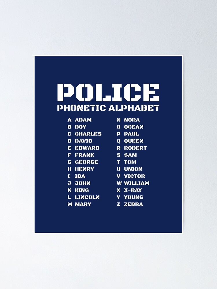 "Police Phonetic Alphabet Codes White" Poster for Sale by AnnSign ...