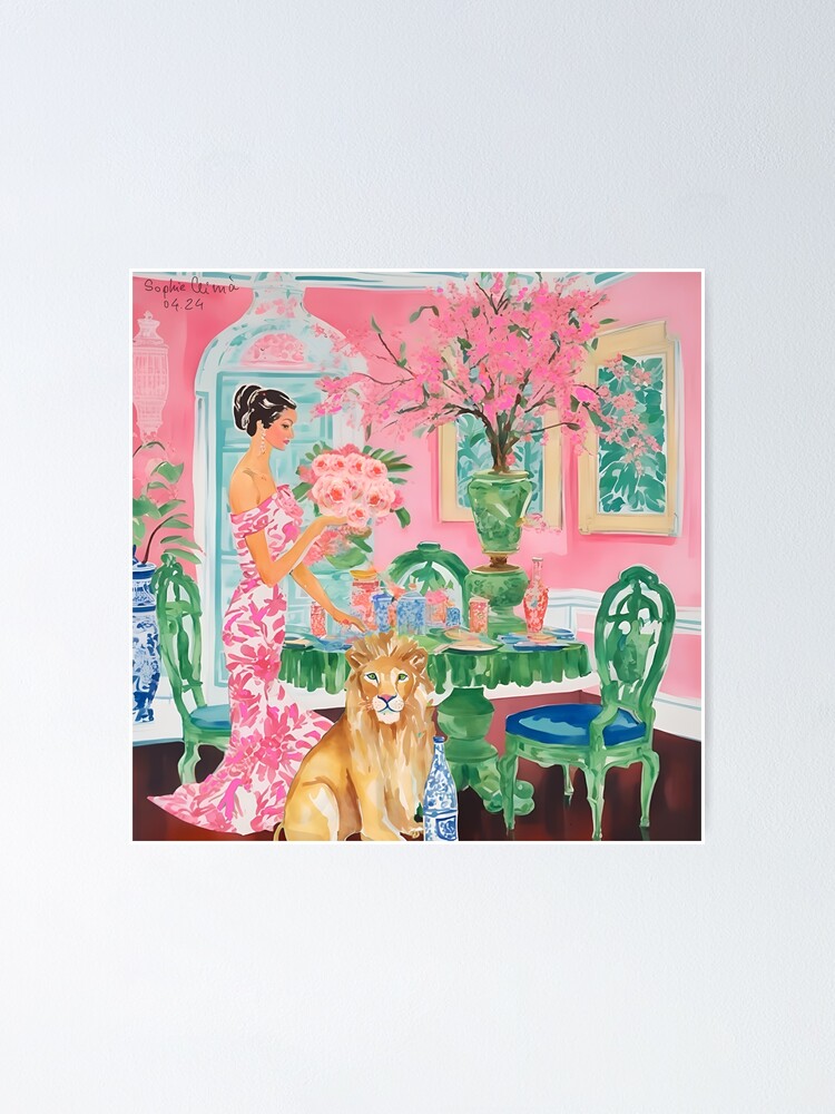 "Grandmillennial art, Flower arrangement" Poster for Sale by ...