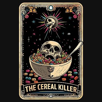 "Funny Cereal Killer Skull Tarot Card Serial Killer Pun" Sticker for ...