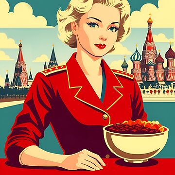 "Funny Retro Vintage Style Borscht Soviet USSR Humor" Sticker for Sale ...