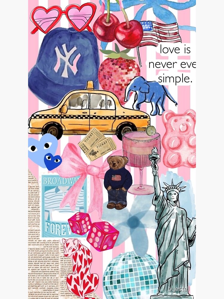 "Preppy Pink & Blue Collage" Poster for Sale by byestel | Redbubble