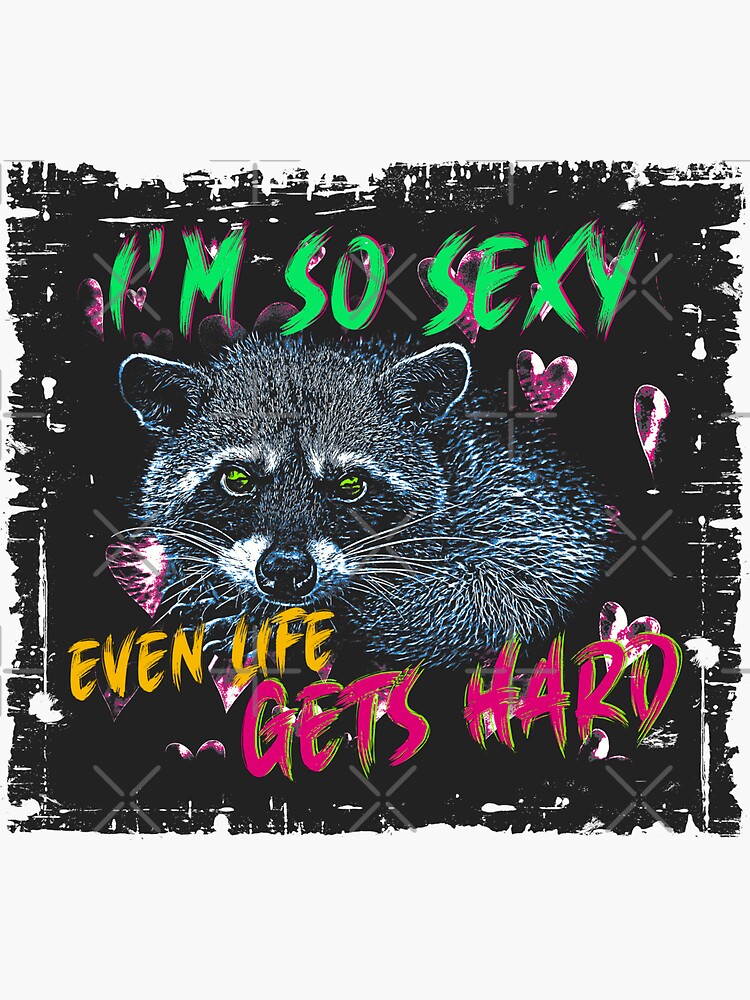 "I'm so sexy, even life gets hard. Funny Raccoon Meme" Sticker for Sale ...