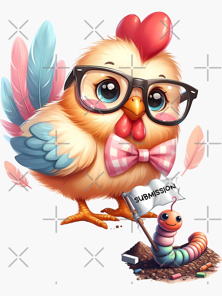 "Professor chicken and student worm, submission" Sticker for Sale by ...