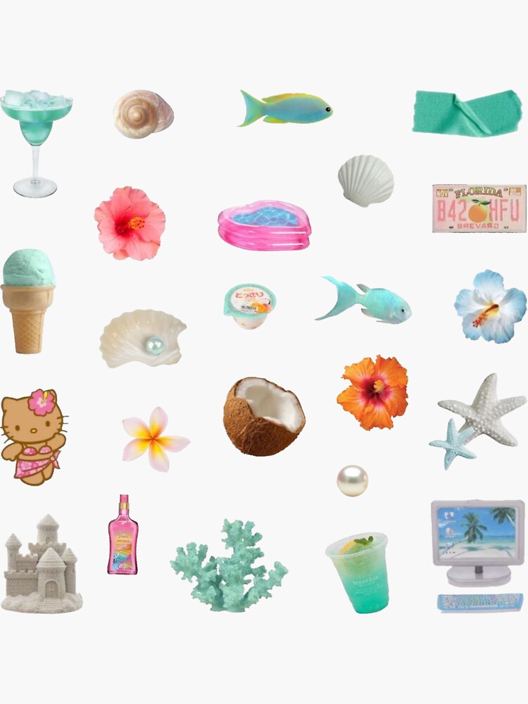 "Summer beach sticker pack / set - coconut girl " Sticker for Sale by ...