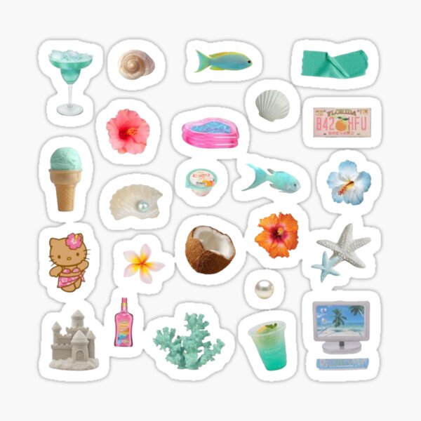 "Summer beach sticker pack / set - coconut girl " Sticker for Sale by ...