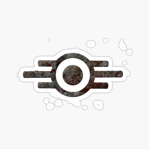 "Vault tec logo fallout. Tarnished metal/blood " Sticker for Sale by ...