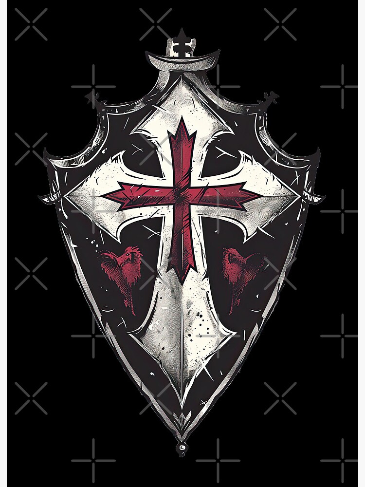 "Medieval Knight Crusader Armor with Sword, Shield, Cross Motifs" Art ...