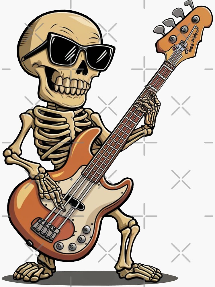 "Rock Skeleton Plays the Bass Guitar Preppy Skeleton Dancing Horror ...