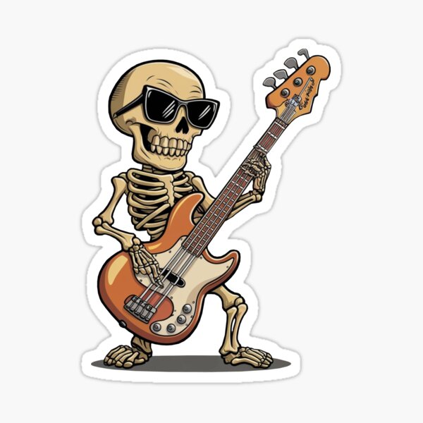 "Rock Skeleton Plays the Bass Guitar Preppy Skeleton Dancing Horror ...