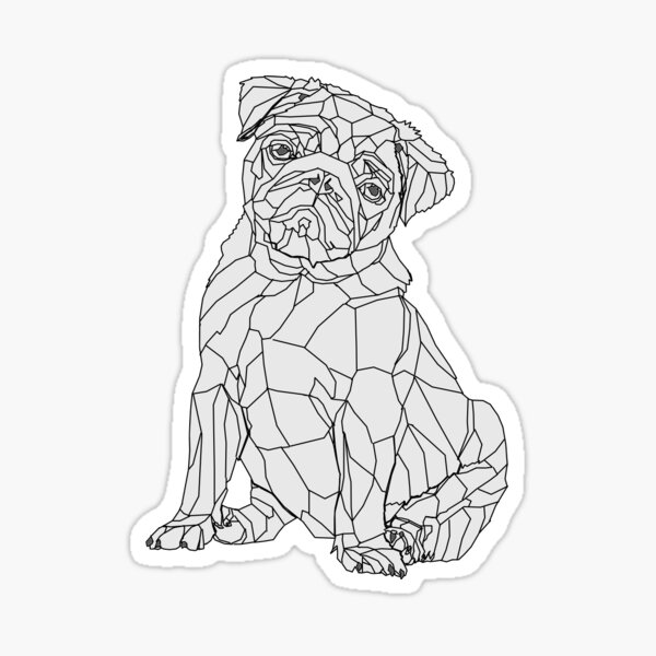 "Unimpressed Geometric Pug" Sticker for Sale by danev300 | Redbubble