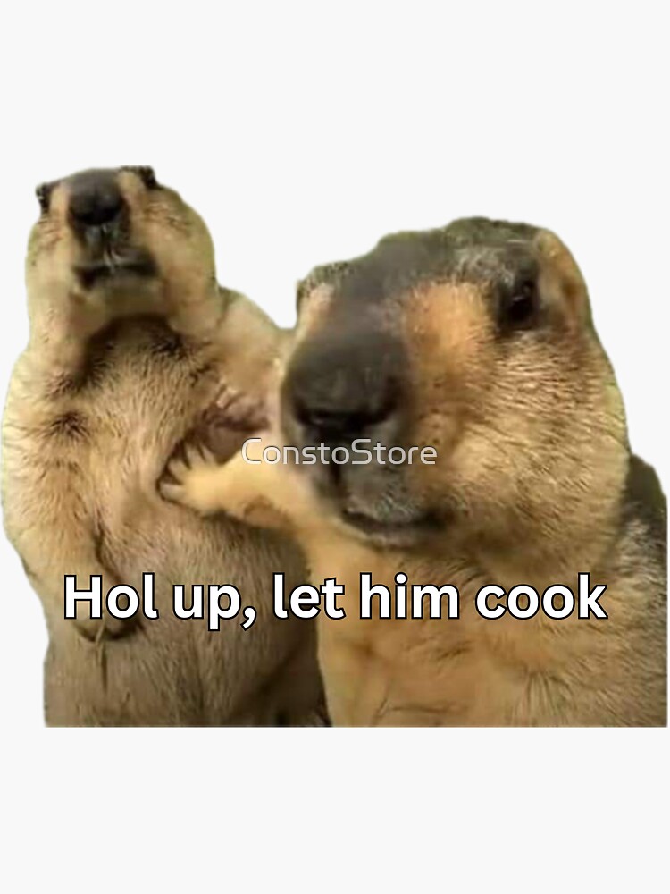 "Hol up, let him cook | Meme" Sticker for Sale by ConstoStore | Redbubble