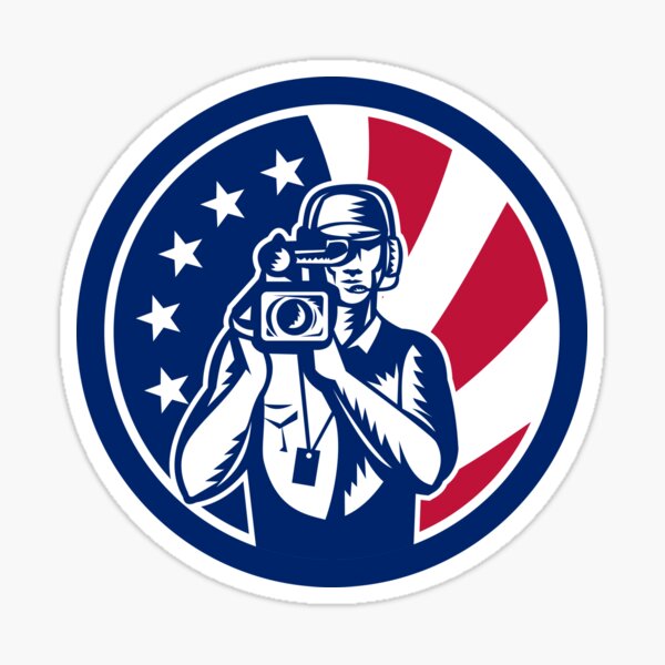 "American Cameraman USA Flag Icon" Sticker for Sale by patrimonio ...