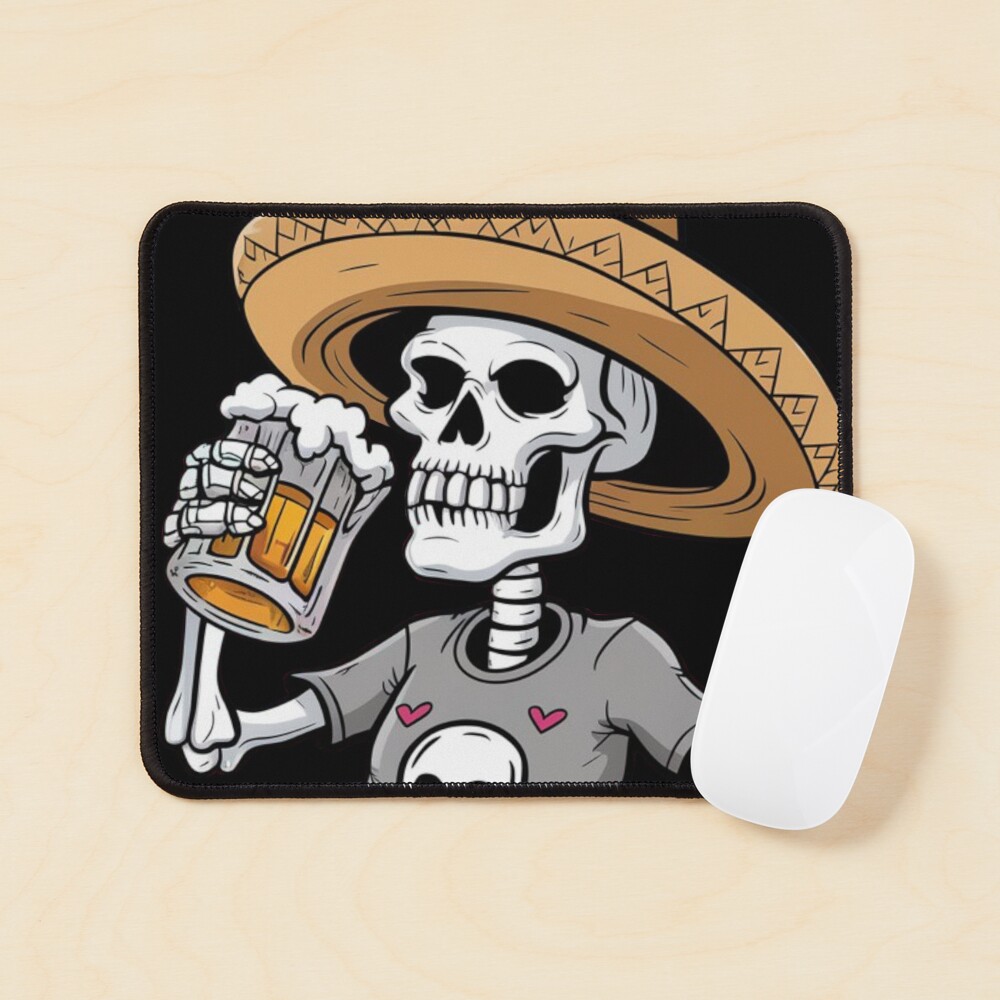 "Drunk Skull Drinking Skeleton Mexico Hat I love beer" Sticker for Sale ...