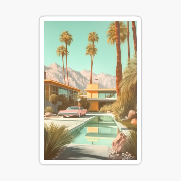 "Pam Springs Vintage Bungalow" Sticker by Carinaprint | Redbubble