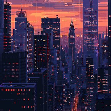 "Manhattan New York At Night Pixel Art " Sticker for Sale by SaintCurio ...