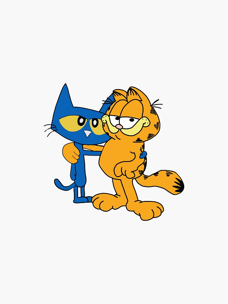 "Garfield and Pete the Cat hugging" Sticker for Sale by PayingHerLoans ...
