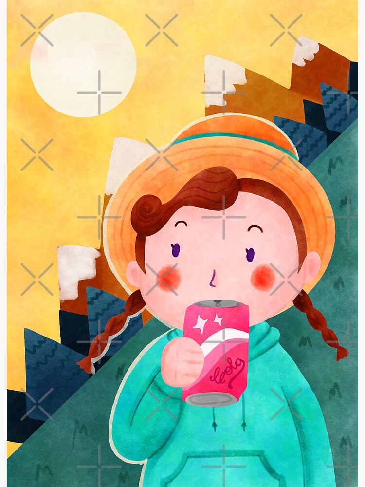 "Girl Drinking Pop Retro Inspired illustration " Art Board Print for ...