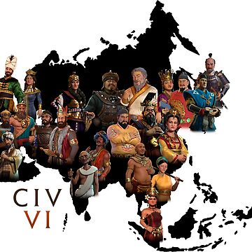 "Civilization 6 Leaders Map of Asia" Sticker for Sale by mathSP | Redbubble
