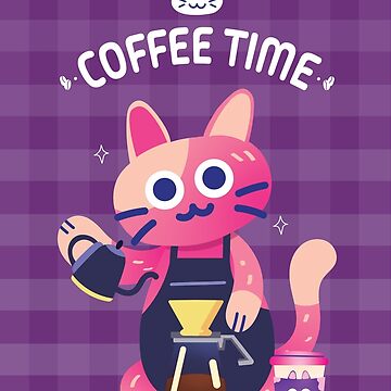 "cute cat coffee adorable cat make coffe" Sticker for Sale by Blau ...
