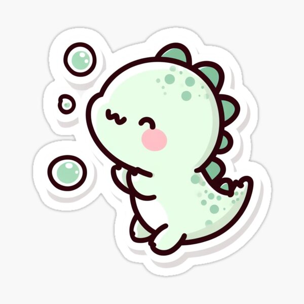 "bubbly dino" Sticker for Sale by Anniebuh | Redbubble