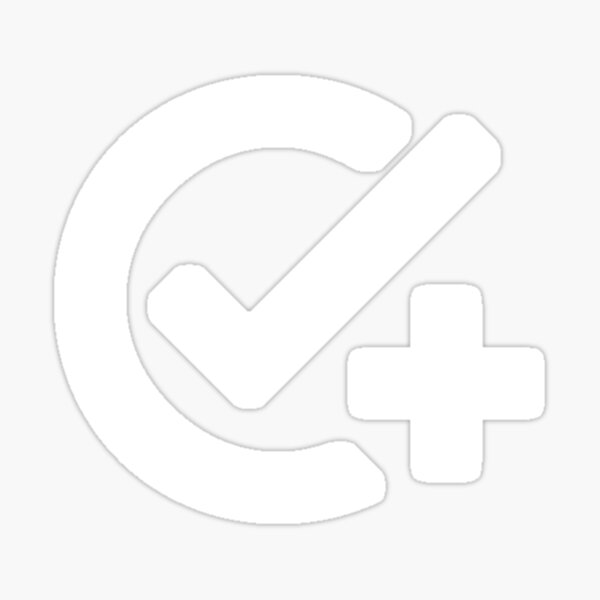 "White Circle Clip Art with Combined Checkmark and Plus Sign" Sticker ...